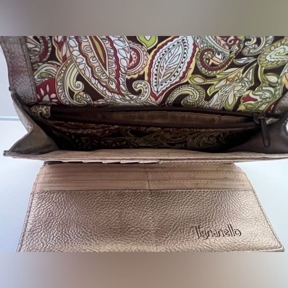Tignanello | Bags | Tignanello Genuine Leather Gold Tri Fold Wallet ...